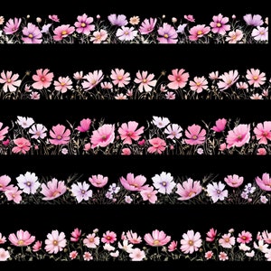 25 PNG, Flower Cosmos Border, Floral Clipart, Seamless Flower Border ...