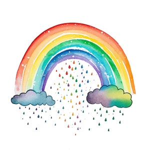 10 Watercolor Rainbow Clipart, High Quality, Jpgs, Commercial Use ...