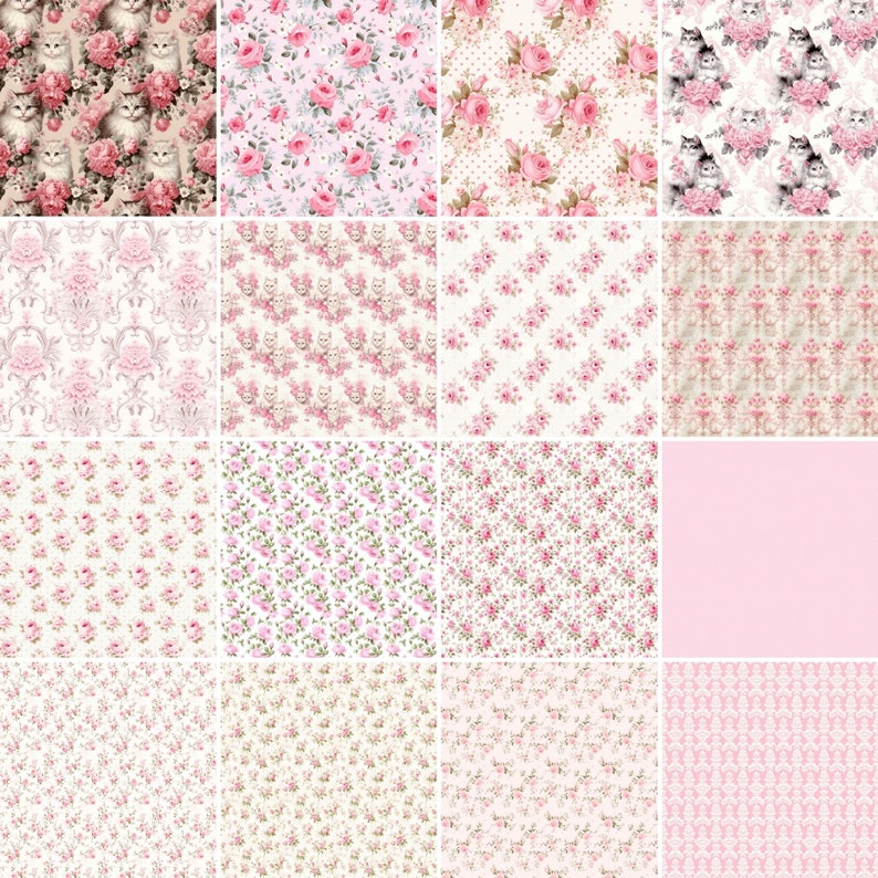 Seamless Pastel Pink Flower Digital Paper,seamless Shabby Chic ...