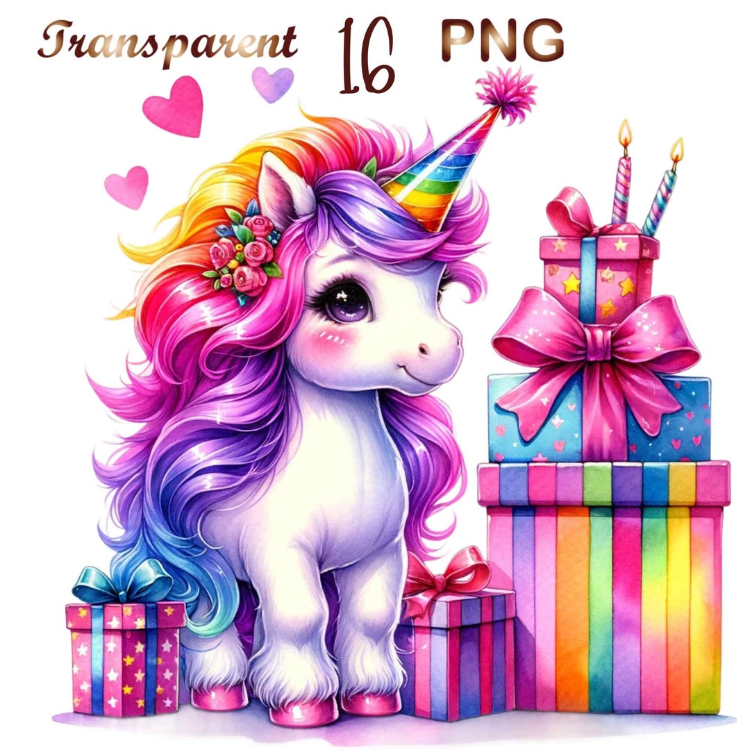 16 PNG, Cute Unicorn Clipart, Unicorn Birthday Invitation,unicorn ...