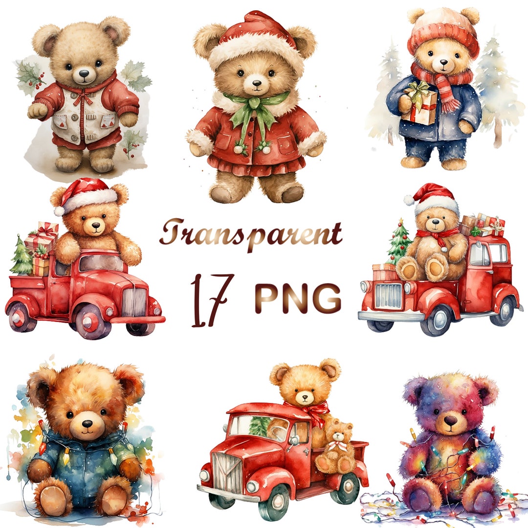 17 Png,christmas Teddy Bear Clipart Bundle,teddy Bear Clipart,christmas ...