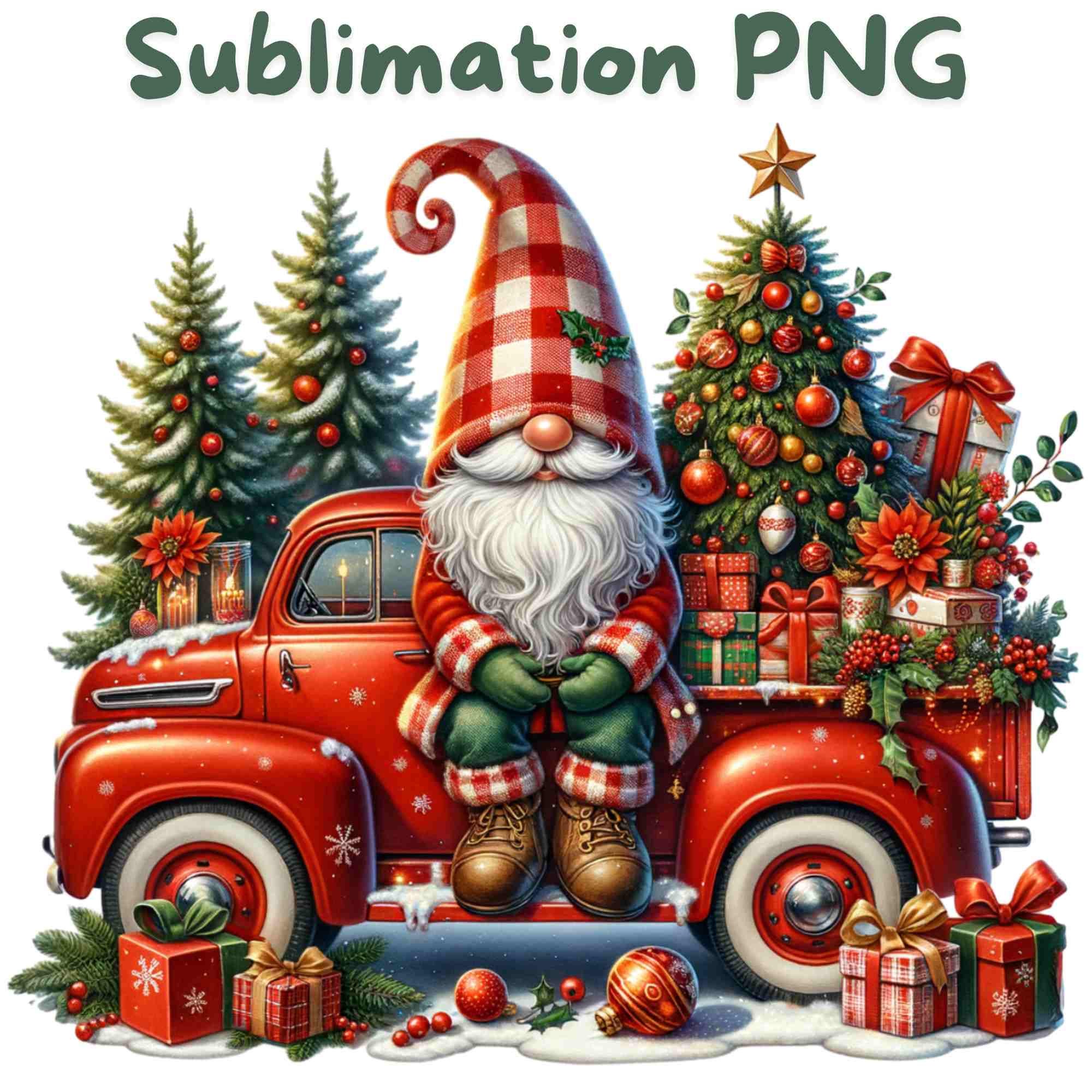 1 PNG, Christmas Gnome and Truck Clipart Bundle, Christmas Clipart ...