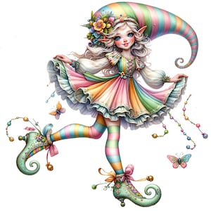 30 PNG Spring Elves Clipart Bundle, Whimsical Elf Illustrations Designs ...