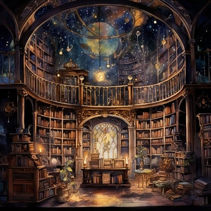 30 Printable Magical Library Digital Paper,jpgs,magical Library ...