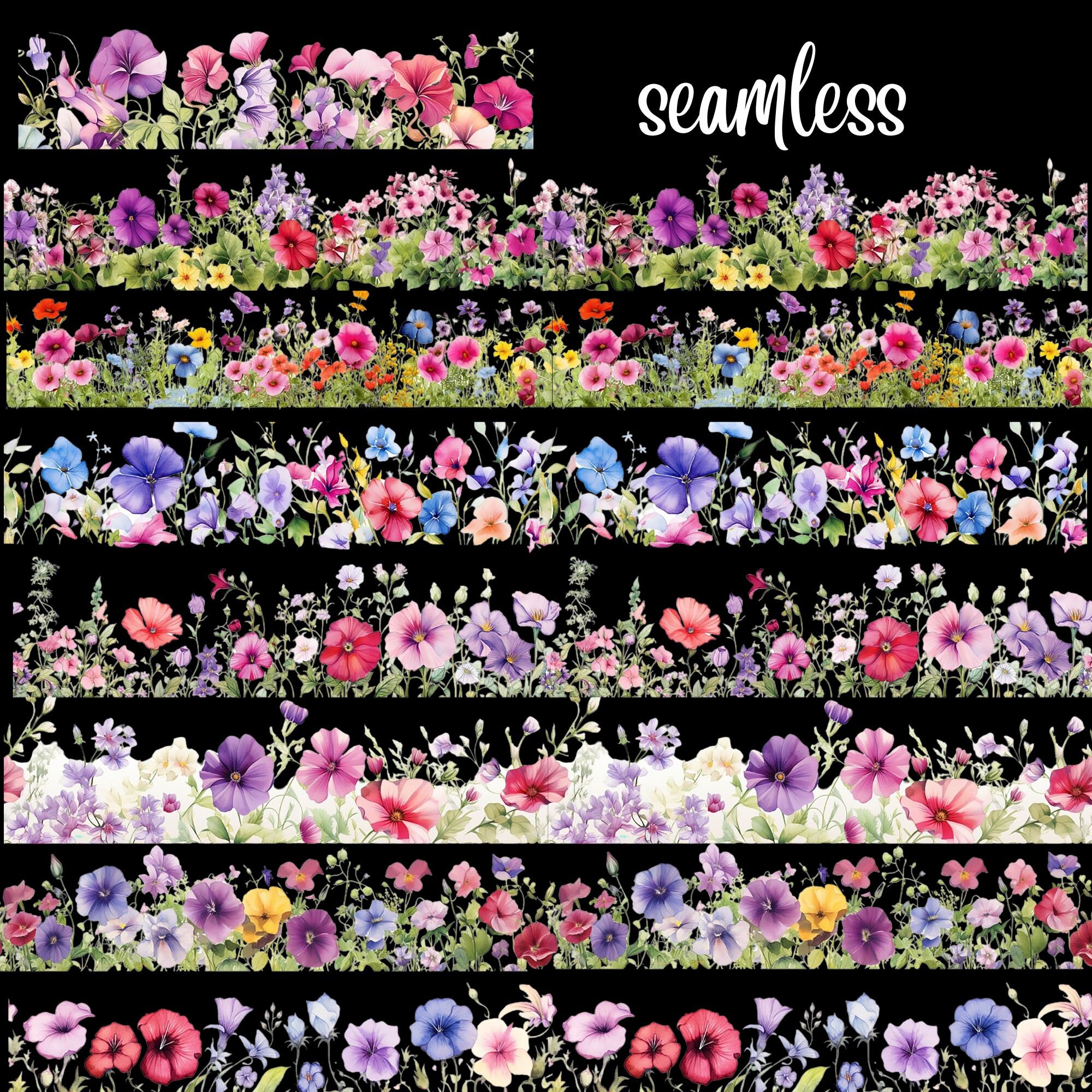 38 Floral Petunia Seamless Border Png, Floral Garland Clipart ...