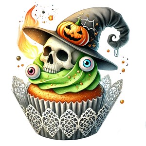 26 PNG, Halloween Cupcake Clipart,watercolor Halloween, Watercolor ...