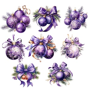 26 Purple Christmas Decoration Png, Bauble Png, Watercolor Christmas ...