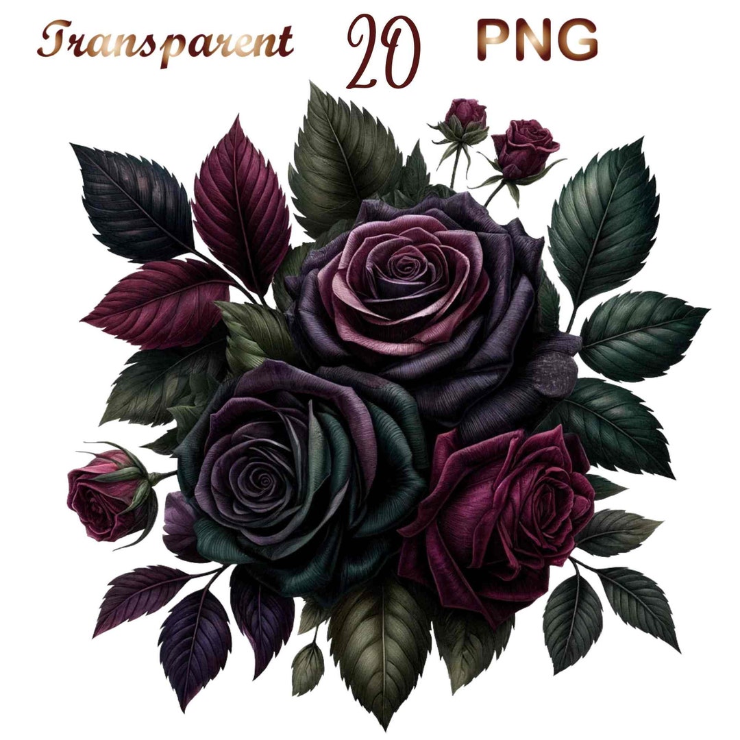 20 PNG, Gothic Flowers Clipart, Magical Gothic Flowers Clip Art, Dark ...