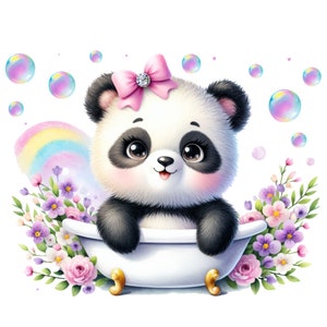 25 PNG, Cute Girl Panda Clipart, Adorable Panda Clipart Bundle, Panda ...