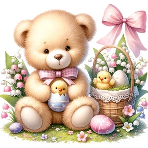 20 PNG Easter Teddy Bear Clipart Bundle, Easter Clipart, Easter Png ...