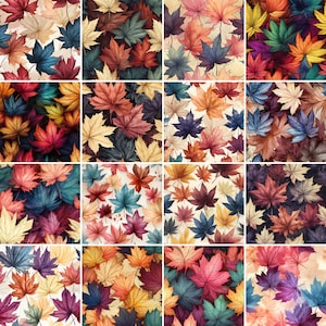 24 Seamless Autumn Flowers Digital Paper,leaves Seamless,autumn Floral ...