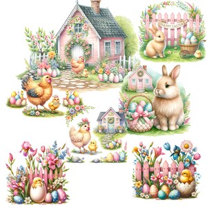 50 PNG, Easter Village Clipart Bundle, Easter Gnome Clipart, Pink ...