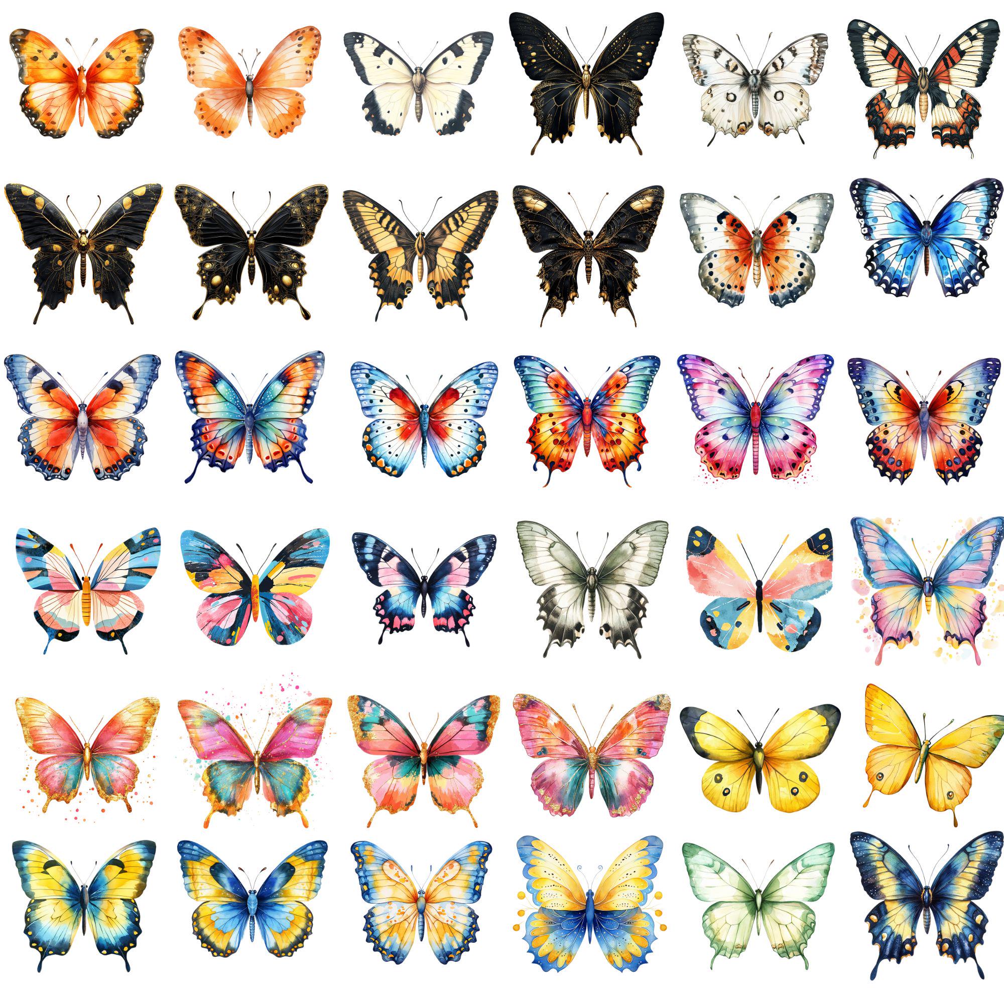 100 PNG Watercolor Butterflies Clipart Bundle | Colorful Butterflies ...