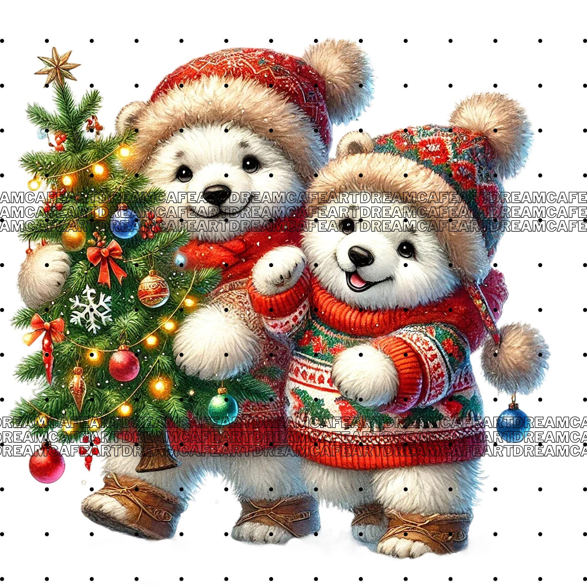 30 PNG, Christmas Polar Bear Clipart Bundle, Polar Bear Clip Art, Cute ...