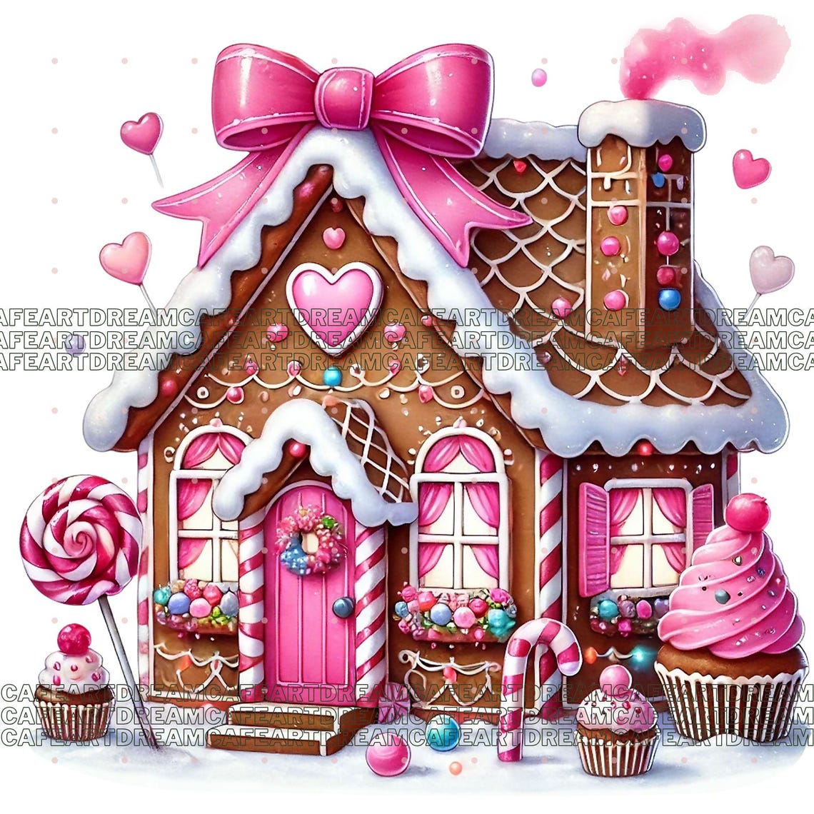 Pink Gingerbread Clipart Bundle, 90 Festive Cookie Graphics, Holiday ...