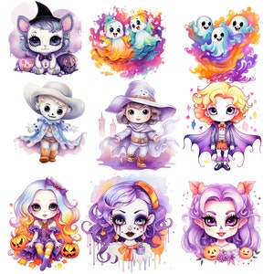 42 Watercolor Halloween Cute Collection Clipart, PNG, Halloween Clipart ...