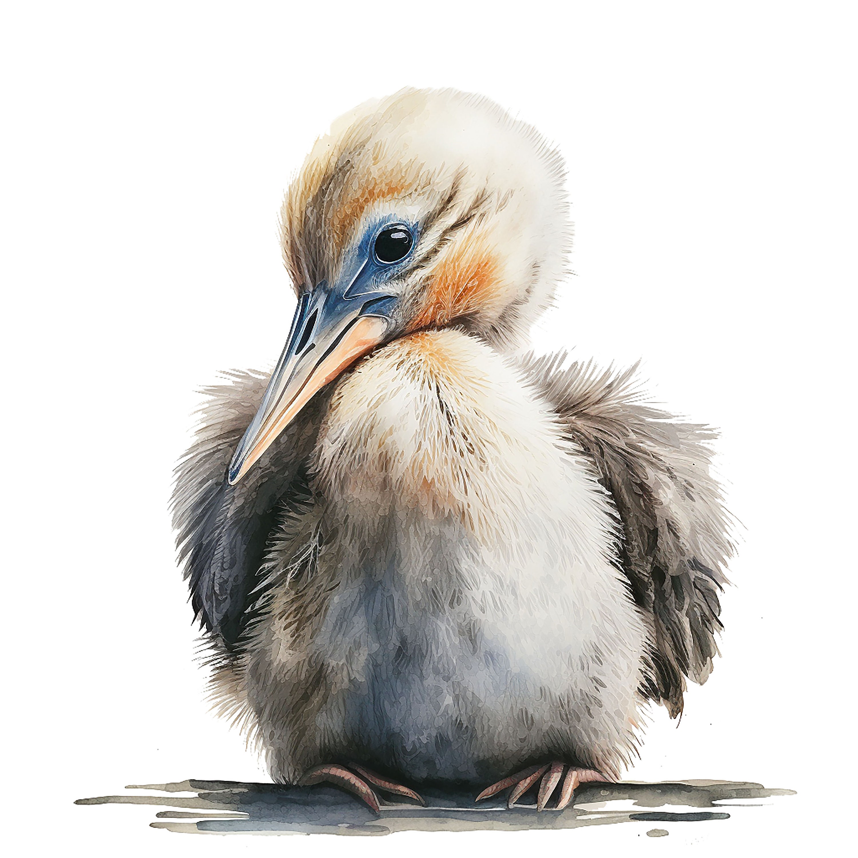 10 Jpgs, Pelican Watercolor Clipart, Baby Pelican, Pelican Clip Art ...