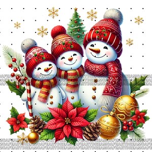 30 PNG, Christmas Snowman Bundle Clipart, Festive Snowmen Graphics ...
