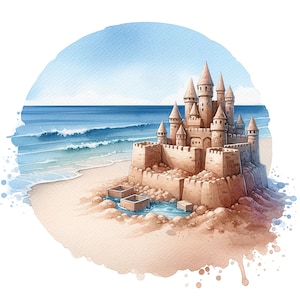 32 PNG Watercolor Nautical Collection Clipart, Beach Clipart Bundle ...