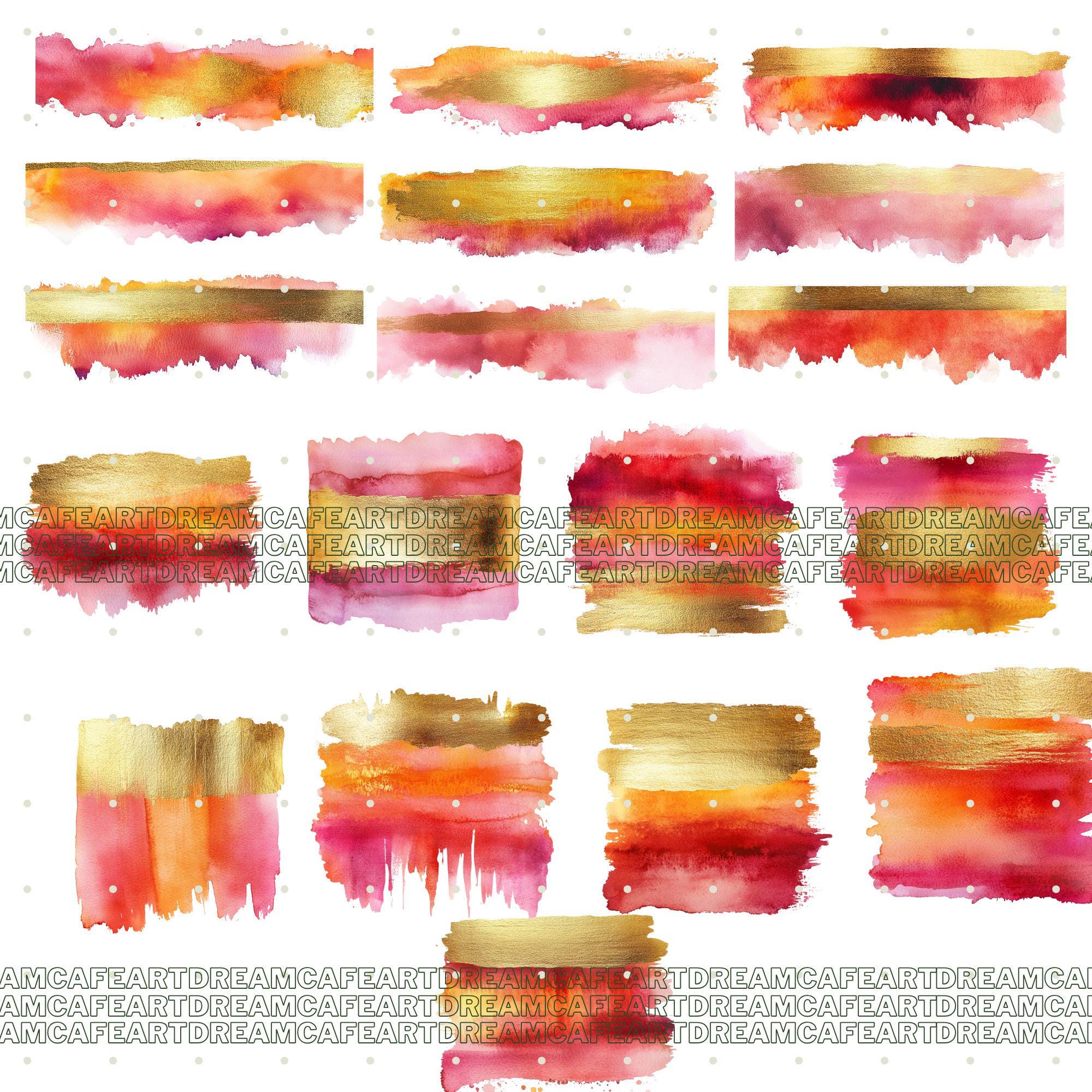 Watercolor Brush Strokes Clipart Set: Gold & Boho PNG (digital Download ...