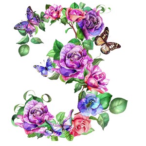 Floral Numbers Clipart Bundle, Roses Numbers Clipart Bundle,roses ...