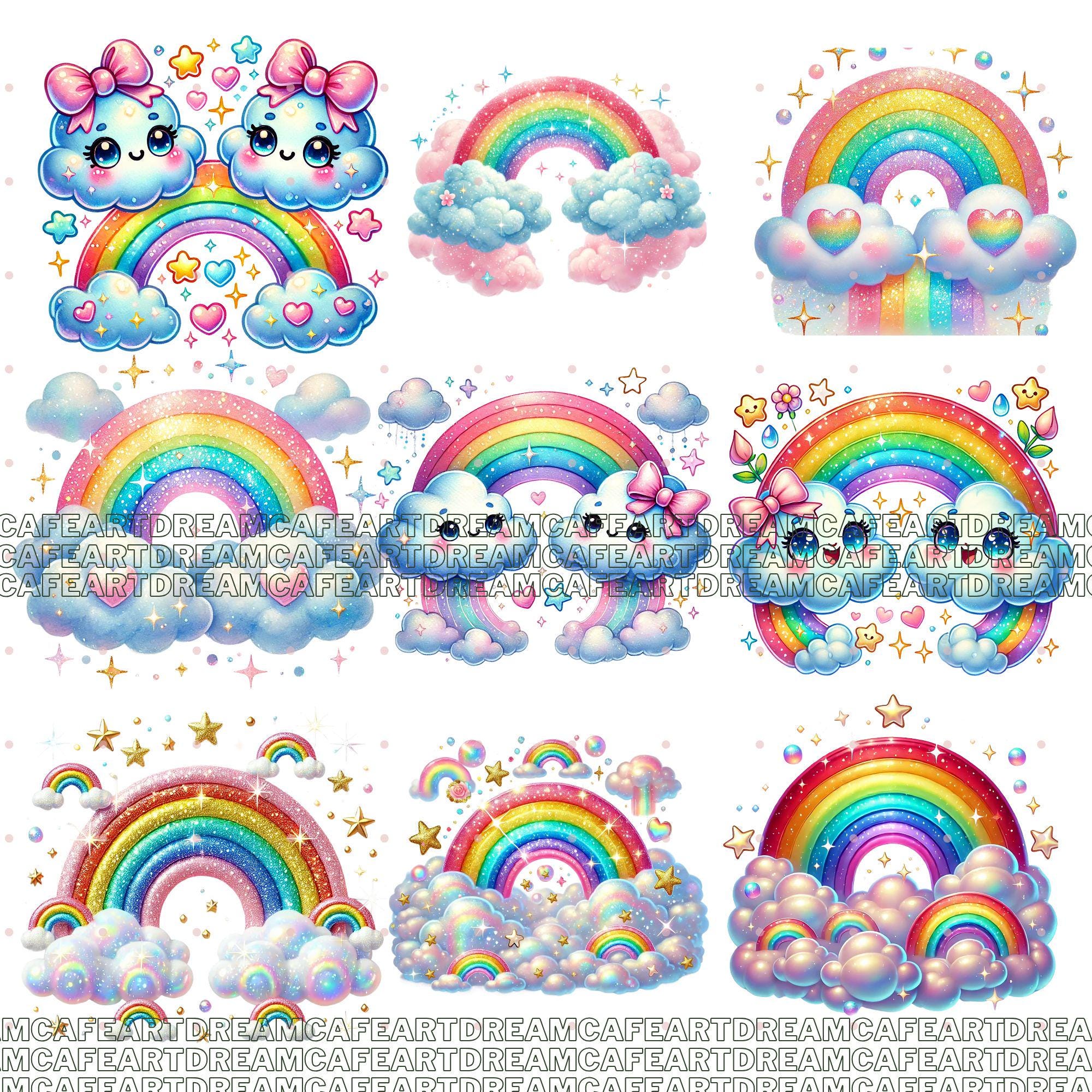 Rainbow Clipart Bundle: Floral Rainbow Graphics (PNG Digital Download ...
