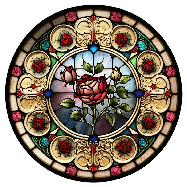 14 Stained Glass Roses Png Glass Roses Clipart Watercolor - Etsy
