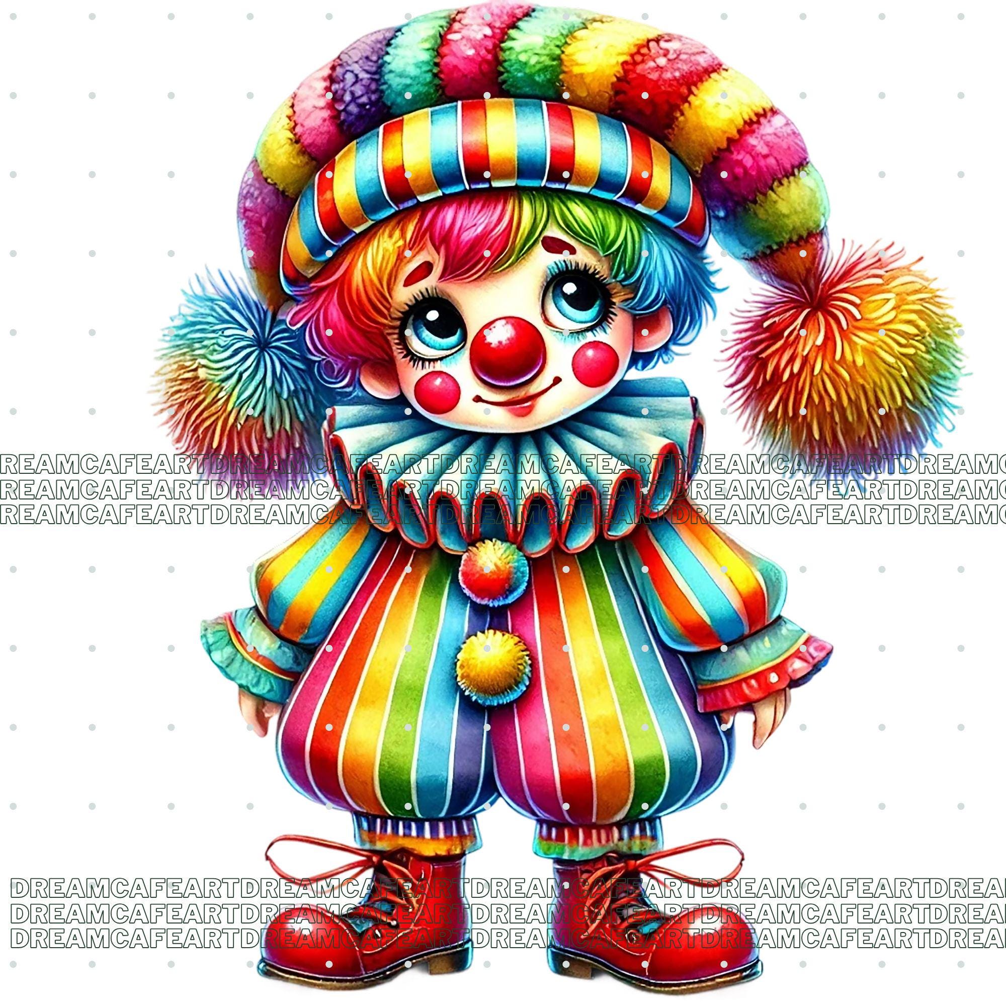 34 PNG Set 4 Cute Clowns Clipart Bundle, Colorful Circus Performer ...
