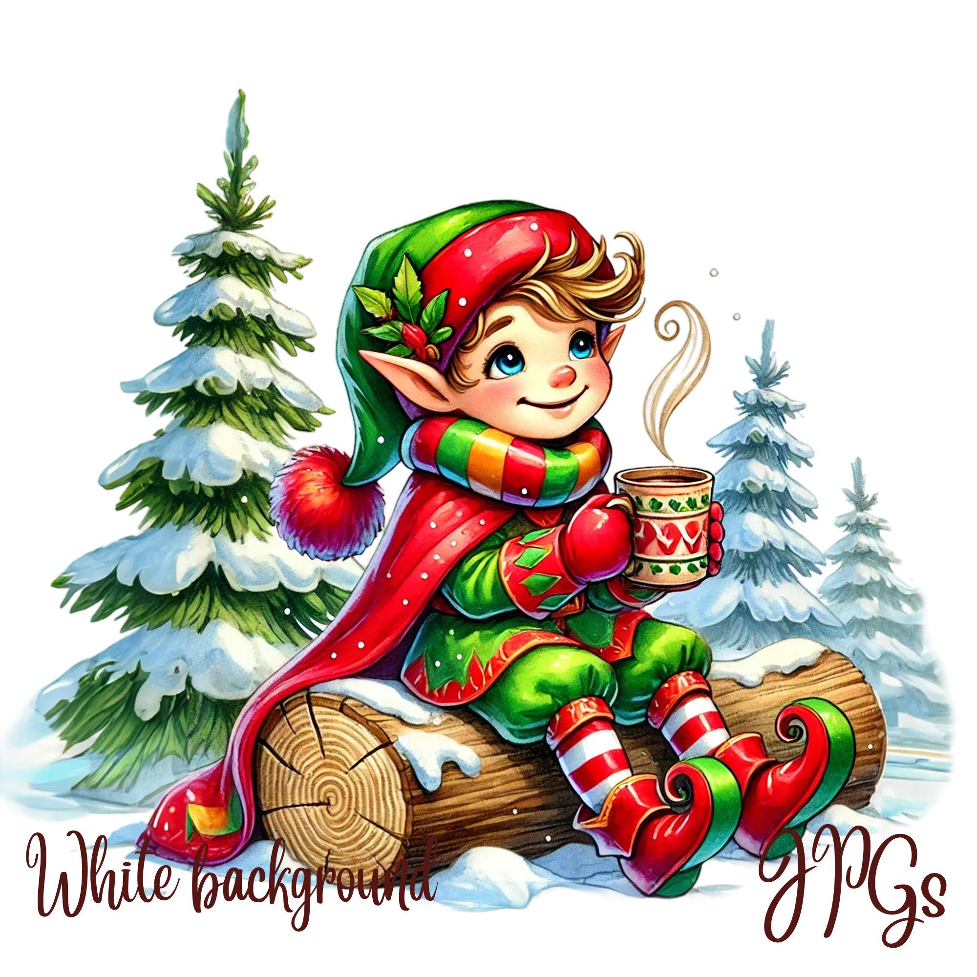 45 JPG, Christmas Elves Clipart Bundle, Cute Christmas Elves, Festive ...