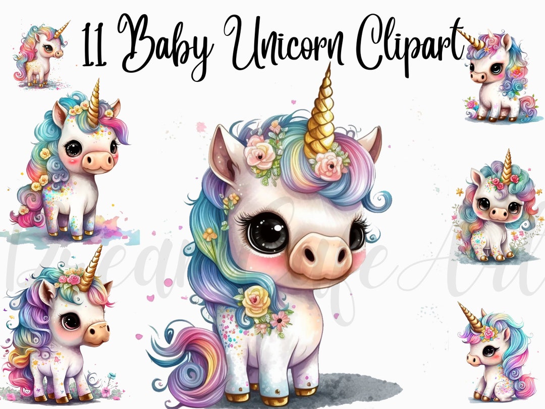 11 Baby Unicorn Clipart Jpgsdigital Download Commercial - Etsy