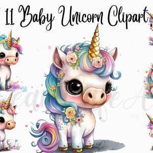 11 Baby Unicorn Clipart, Jpgs,digital Download, Commercial Use, Mixed ...