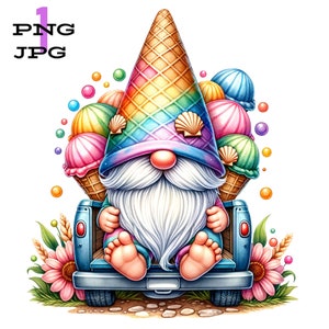 1 PNG,JPG, Summer Ice Cream Png,gnome Ice Cream Sublimation Design ...