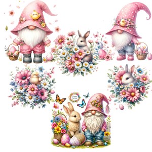 50 PNG, Easter Village Clipart Bundle, Easter Gnome Clipart, Pink ...
