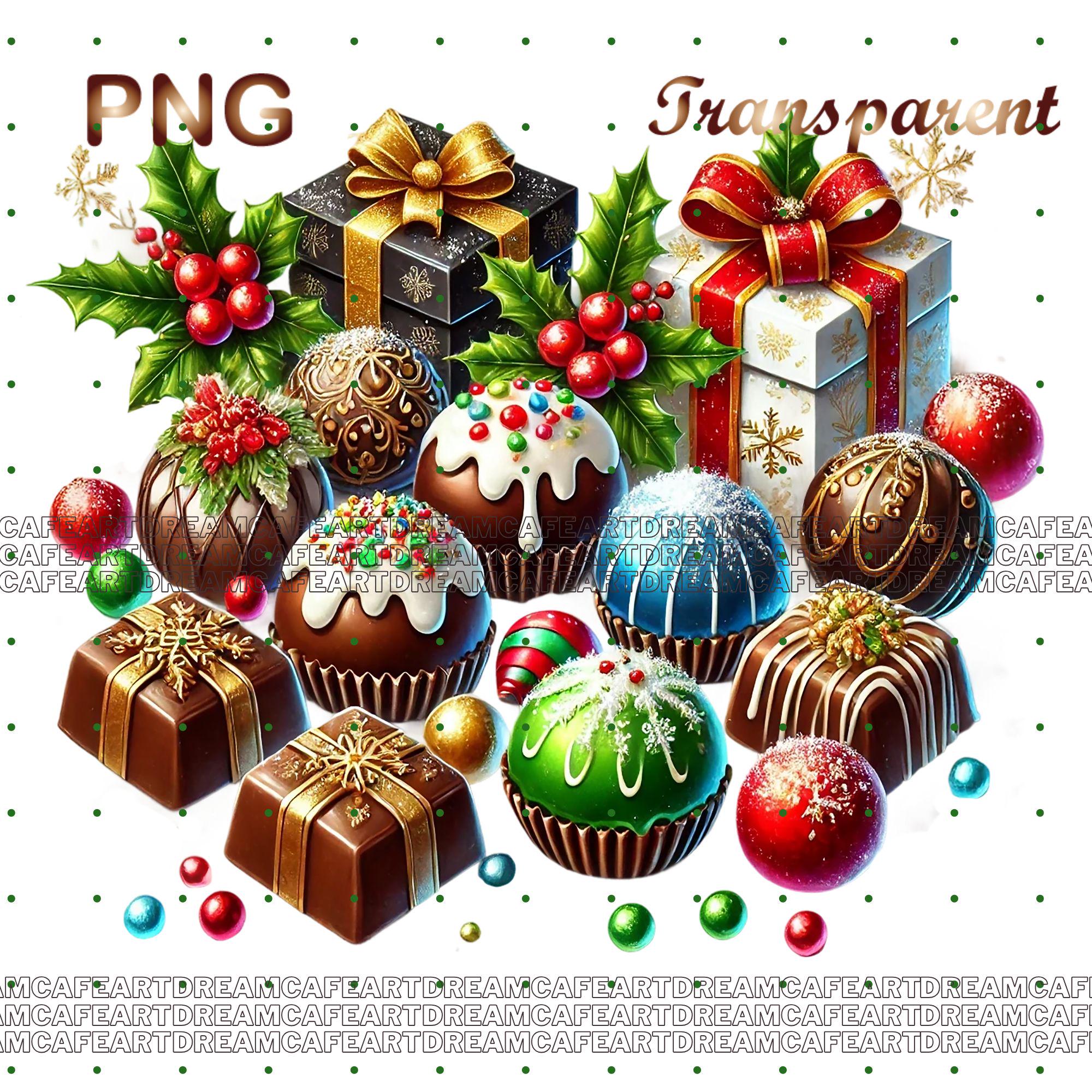 40 PNG Set 2 Christmas Desserts, Festive Sweet Treat Illustrations ...
