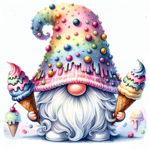 14 PNG, Ice Cream Gnome Clipart, Gnome Clipart Bundle,summer Gnomes ...