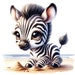 40 PNG, Watercolor Baby Zebra Clipart Bundle, Cute Zebra Clipart ...