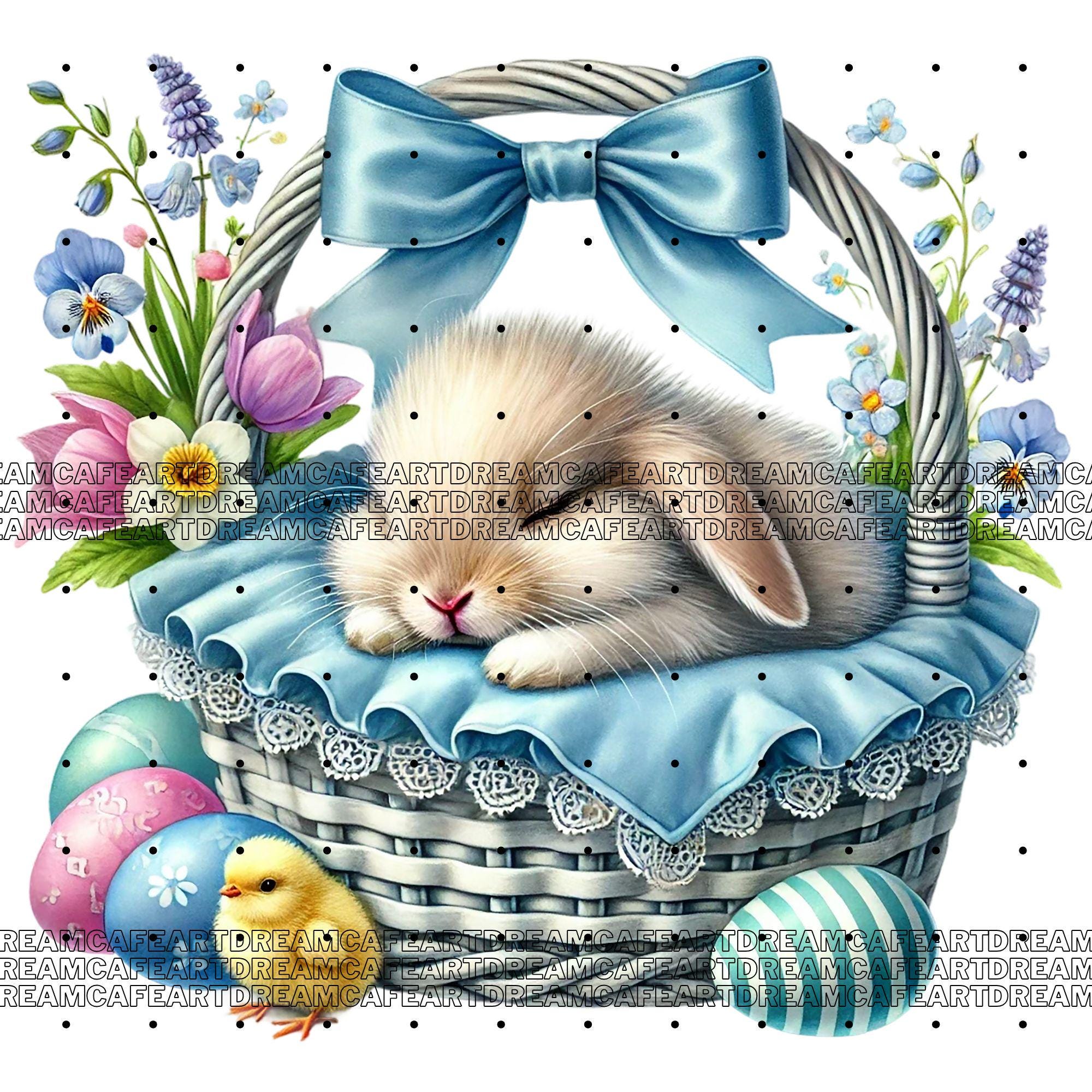 32 PNG Easter Bunny Clipart Bundle, Spring Bunny in a Basket Clipart ...