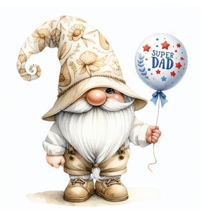 48 PNG, Watercolor Father's Day Gnomes Clipart Bundle, Gnome Cute ...