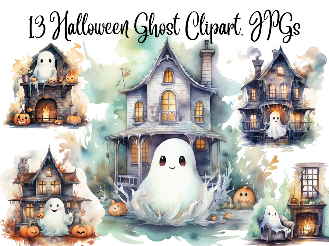 13 Halloween Ghost Clipart, Jpgs, Ghost Clipart, Pumpkin Clipart ...