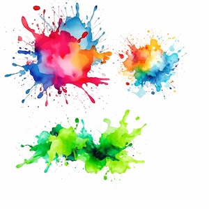 21 Watercolor Color Splash Clipart PNG Paint Splatter Clipart Alcohol ...