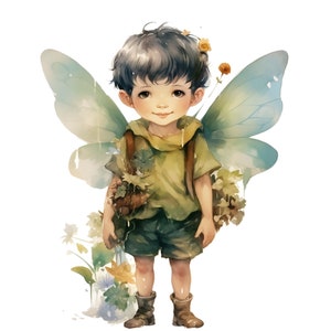12 Magical Fairy Boy Clipart, Jpgs, Watercolor, Digital Planner ...