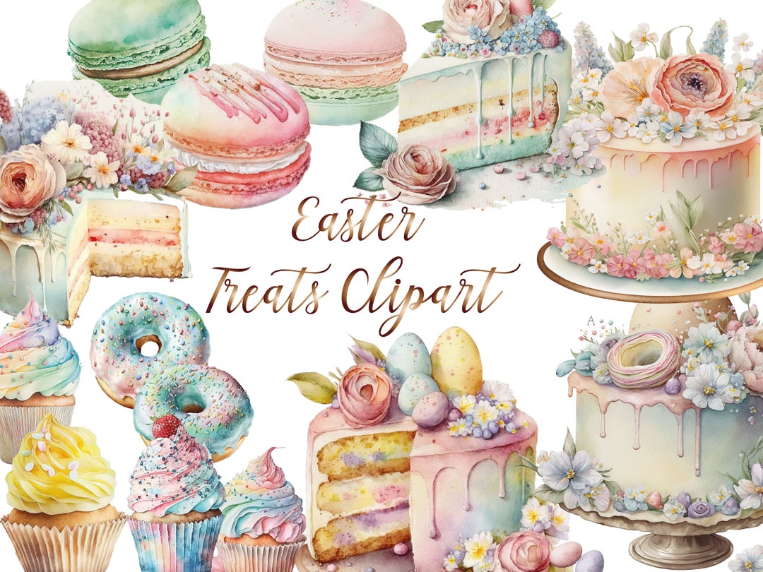 Watercolor Pastel Easter Treats Clipart Easter Eggs PNG Digital Image ...