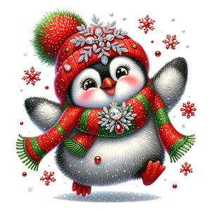 12 Winter Penguin Clipart PNG and JPG, Set 2, Christmas Penguin Clipart ...