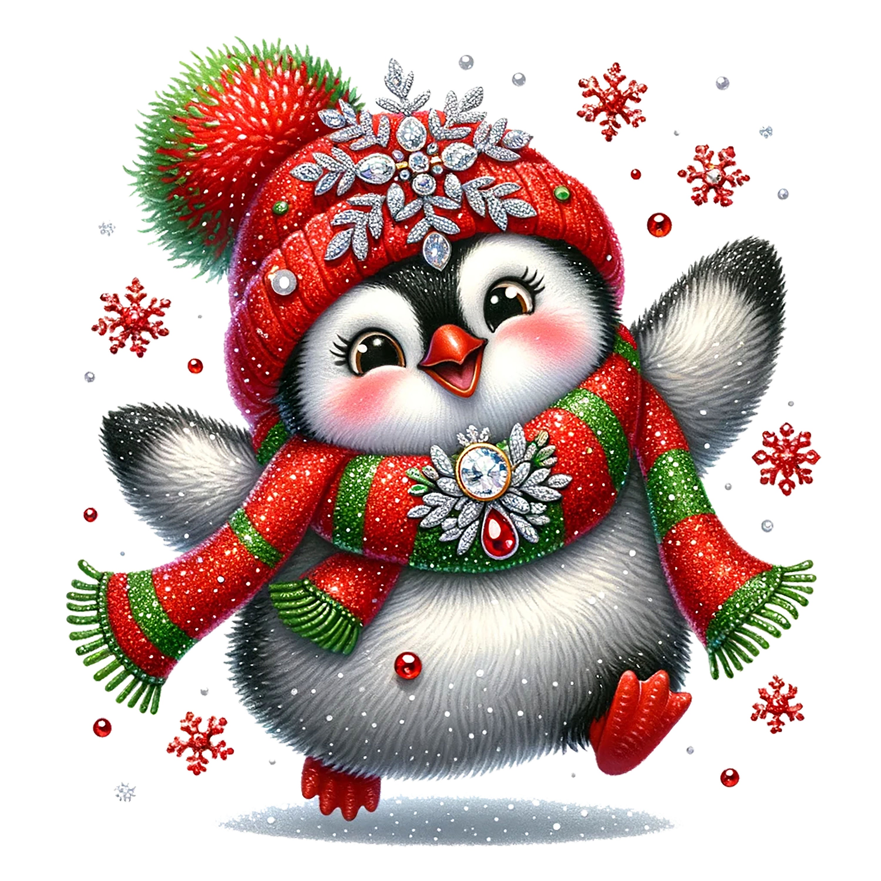 12 Winter Penguin Clipart PNG and JPG, Set 2, Christmas Penguin Clipart ...