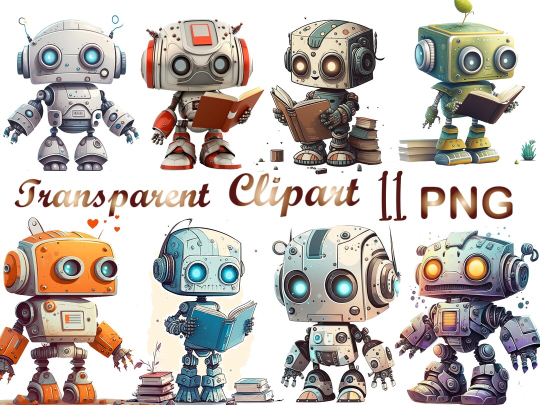 11 Watercolor Robot Clipart,png, Cute Robot Clipart, Robot Clip Art ...