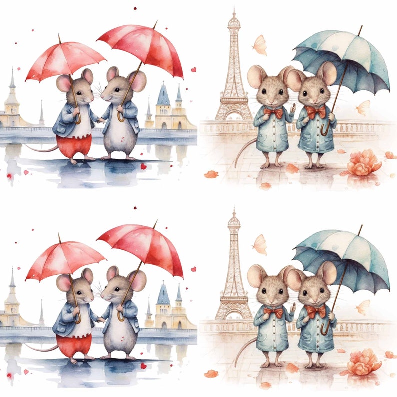 17 Mice in Paris PNG, Romantic Mouse Png, Romantic Clipart, Mice ...