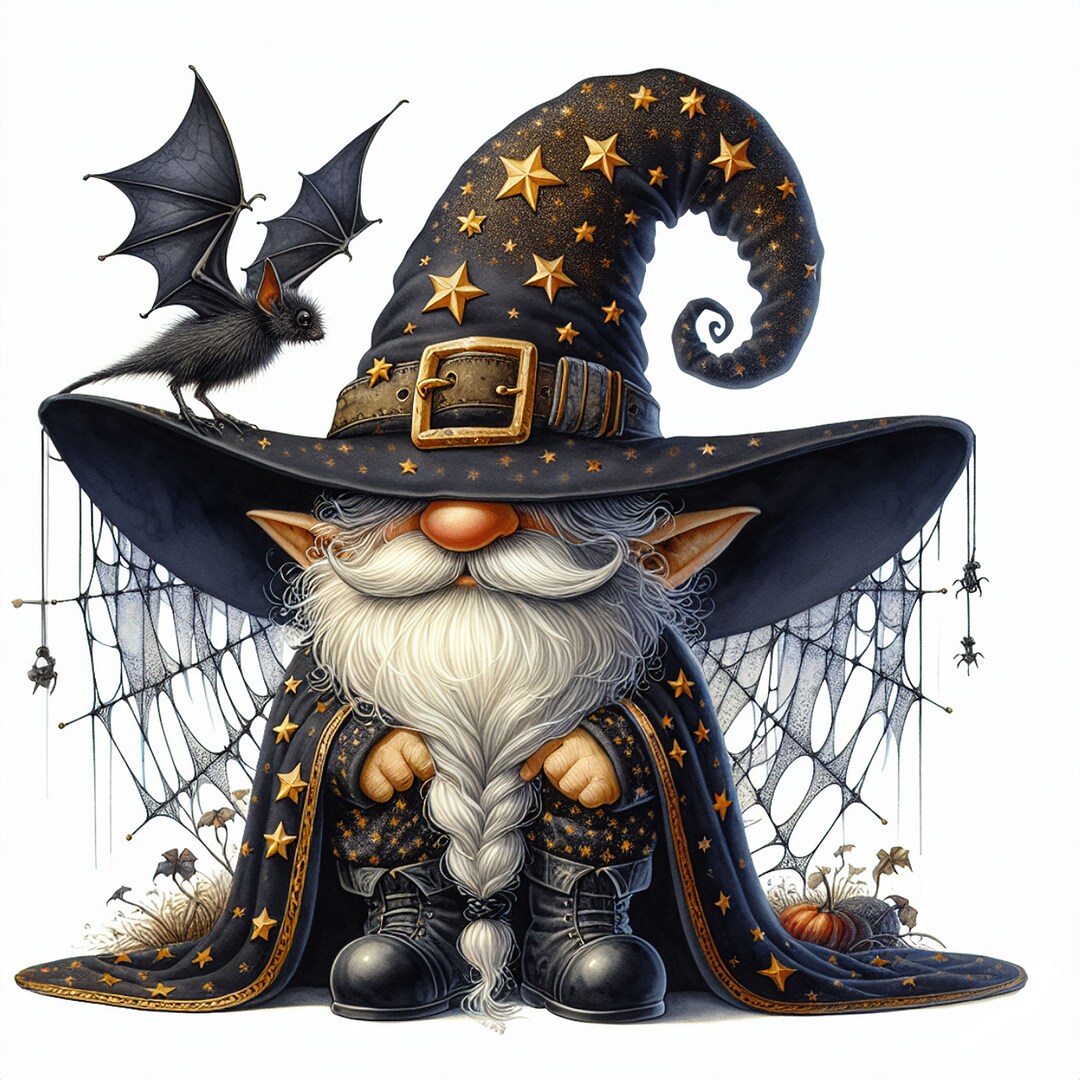 26 JPG Halloween Gnomes Clipart, Witch Gnomes,fairytale Witch Gnome ...