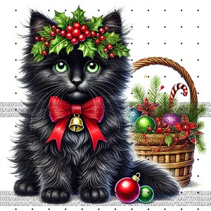 25 PNG Christmas Kitten Clipart Bundle, Set 6, Cute Christmas Cats ...