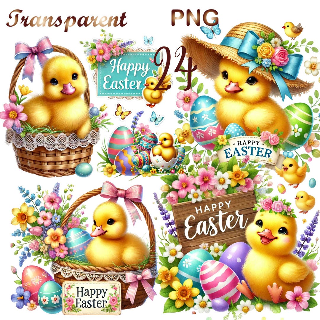 24 PNG Easter Duck Clipart Bundle, Cute Duck Clipart, Duck PNG, Spring ...