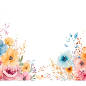 10 Flower Border Clipart, High Quality Jpgs, Sky Blue, Yellow, Peach ...